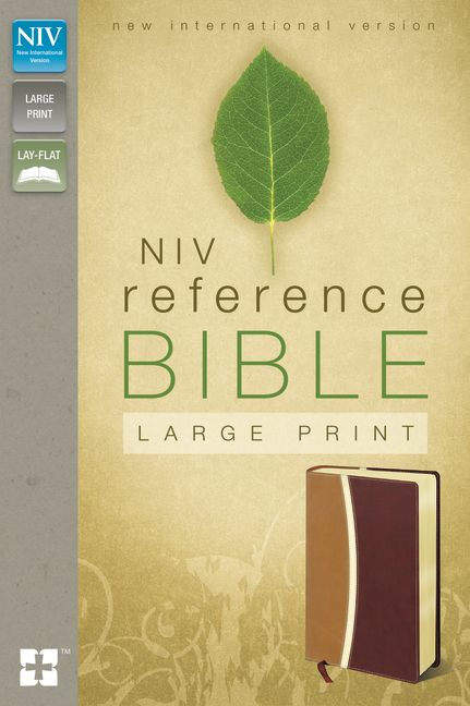 NIV, Reference Bible, Large Print, Leathersoft, Tan/Burgundy, Red ...