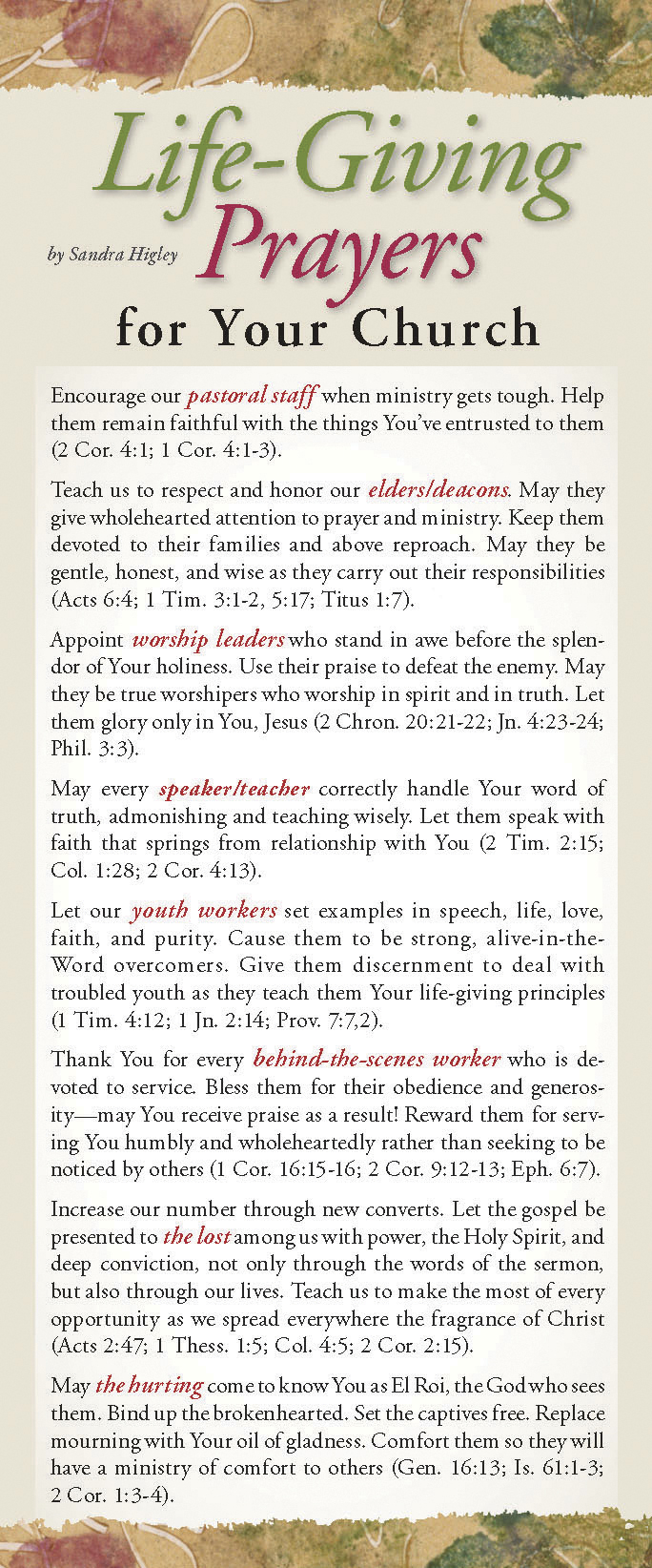 Life-Giving Prayers for Your Church 50-pack. Nataraj Books